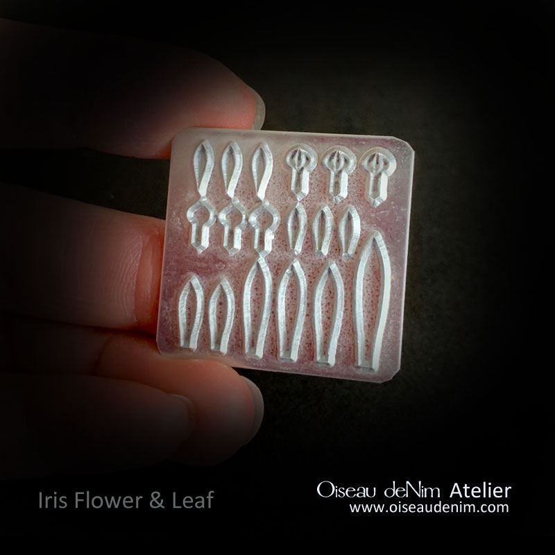 Miniature Iris Flower and Leaf Cutter - Oiseau deNim Miniatures