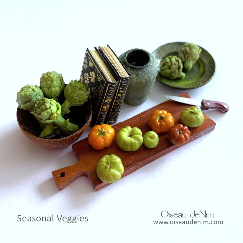 OOAK Seasonal Vegetable -Mini Food Project Set 2 - Oiseau deNim Miniatures